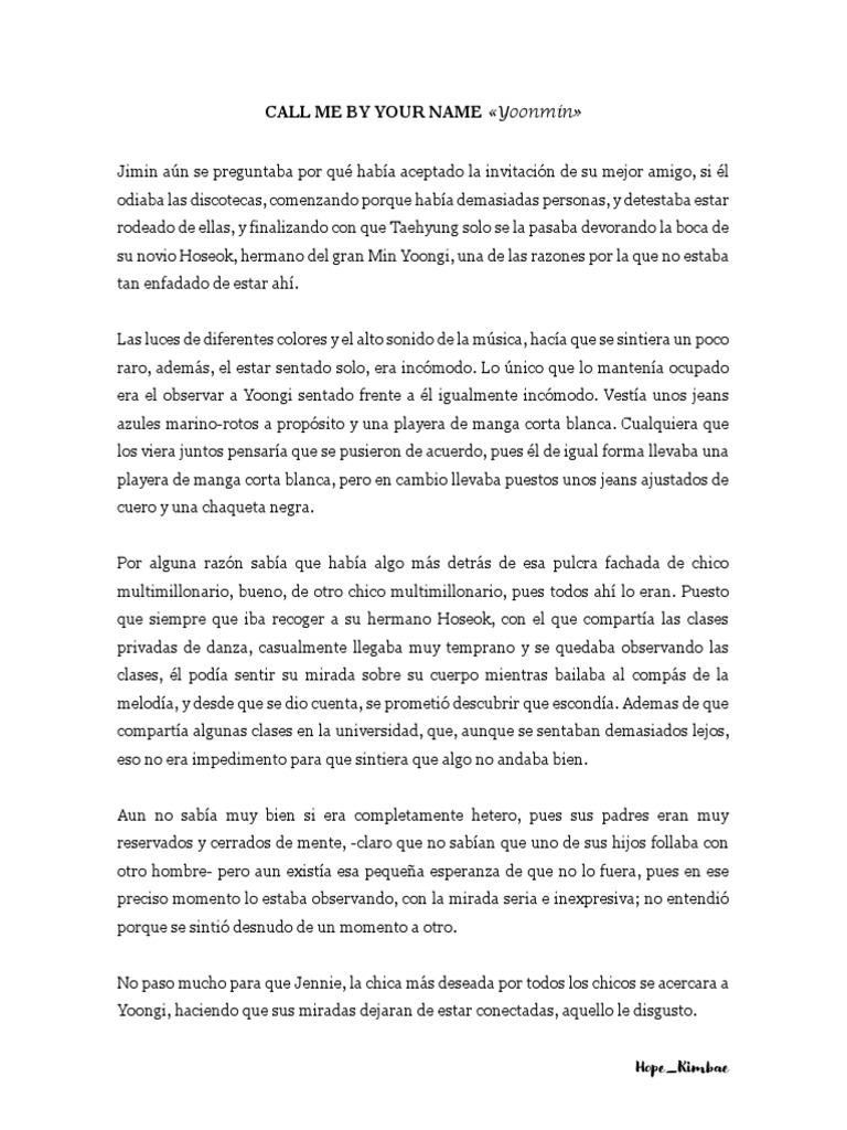 Call Me By Your Name Yoonmin Pdf