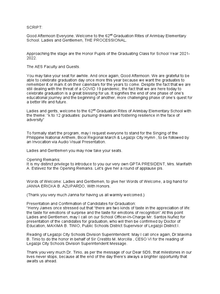 Emcee Script | PDF | Lifestyle