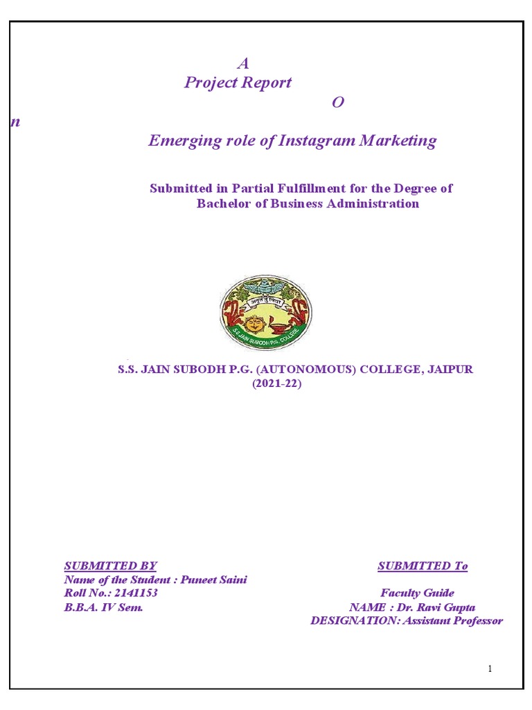 Bba Project For 3r and 5th Sem | PDF | Social Media Marketing | Social ...