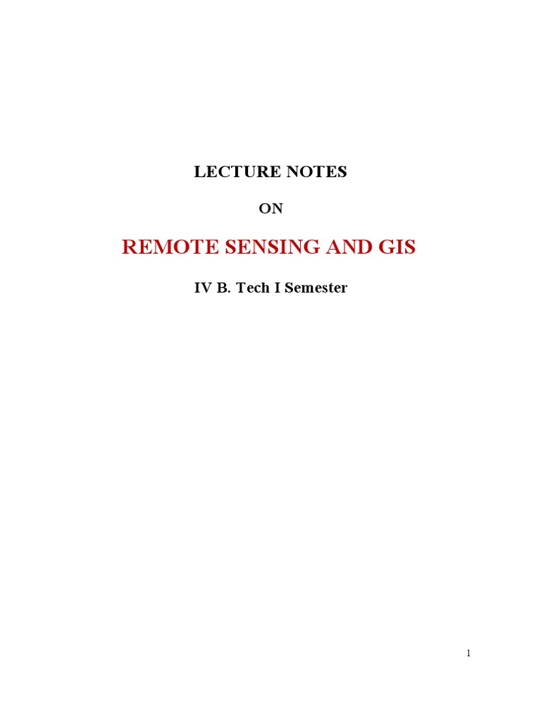 RS and GIS - Lecture Notes | PDF | Electromagnetic Radiation | Scattering