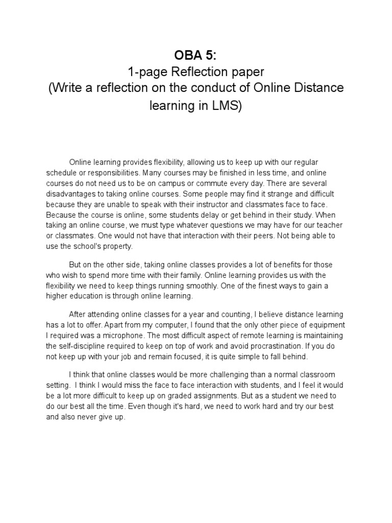 JENNY ESCOBIDO - OBA 5 - 1-Page Reflection Paper | PDF | Computers