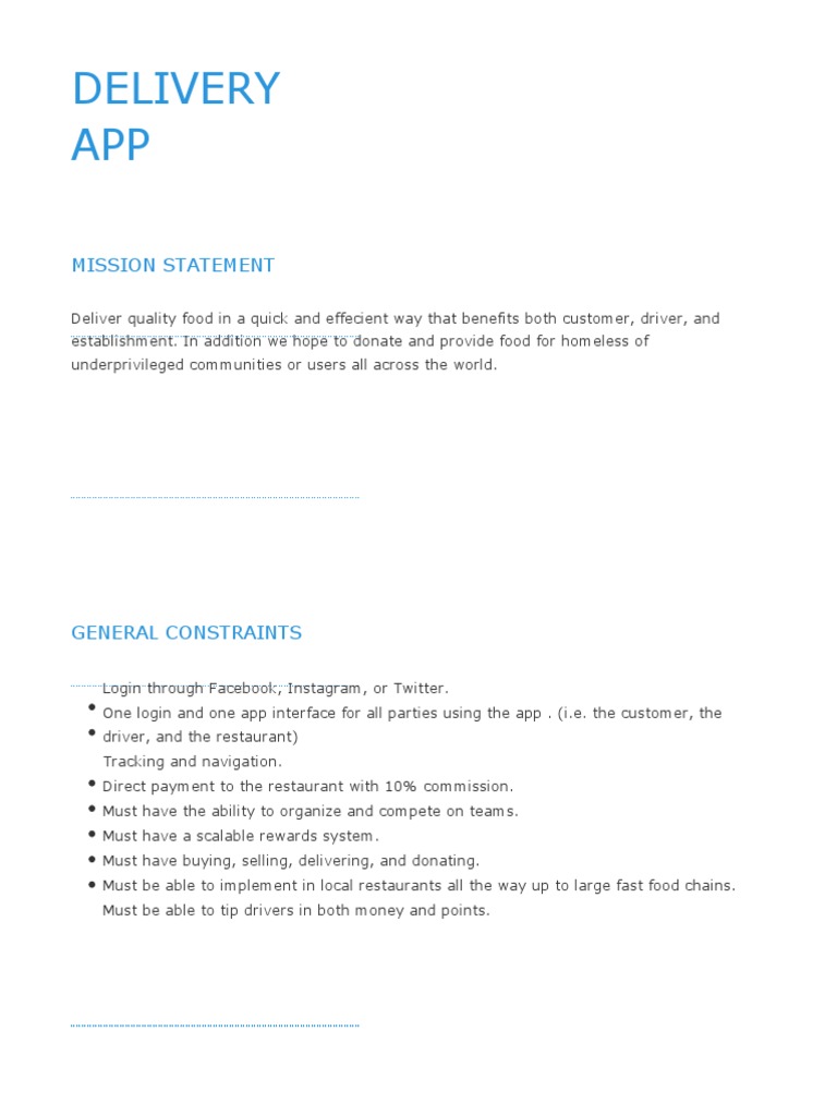 Food Delivery and Donation App Overview | PDF