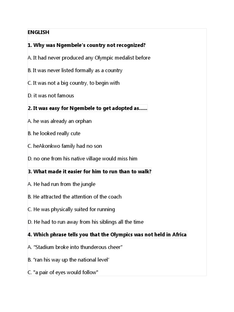 Bece Past Question 2020 Questions | PDF | Octopus | Poetry