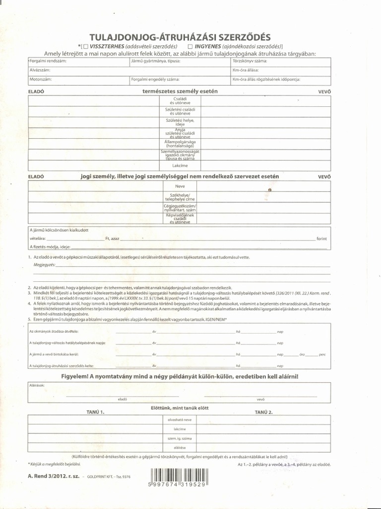Adás-Vételi Szerződés | PDF