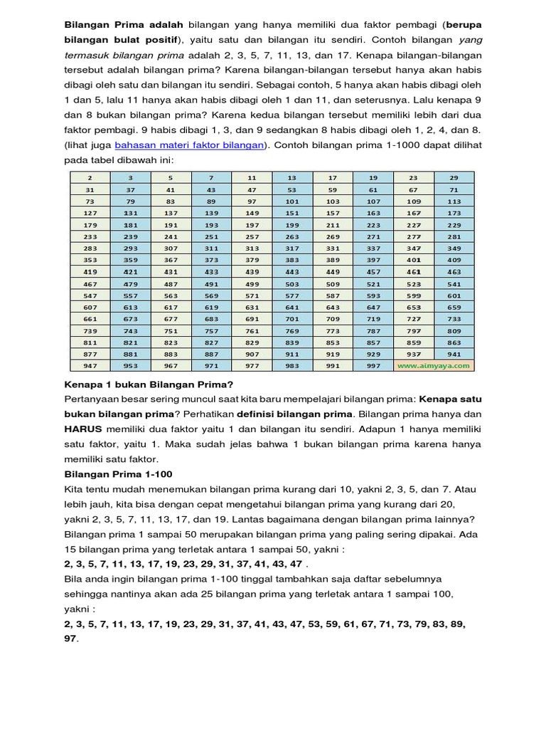 Bilangan Prima | PDF | Metode & Bahan Ajar