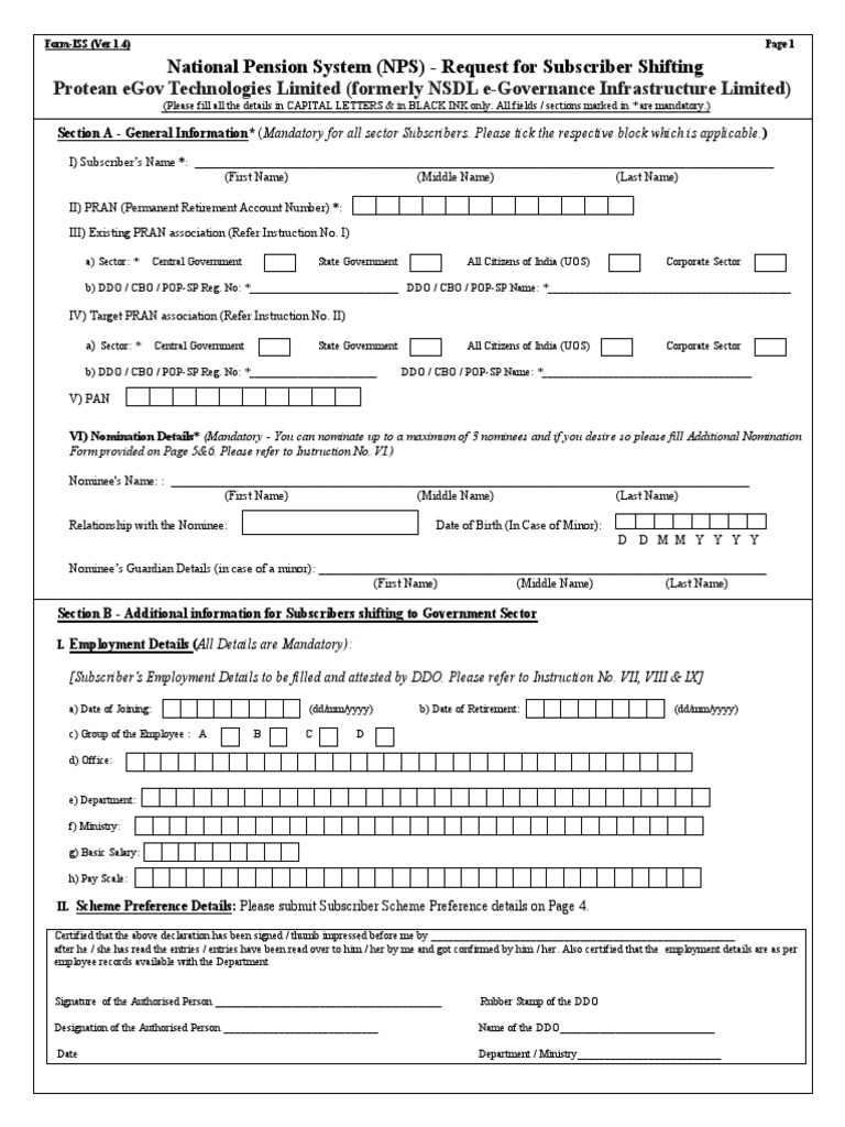 NPS Subscriber Shifting Form (Ver 1.4) | PDF | Identity Document ...