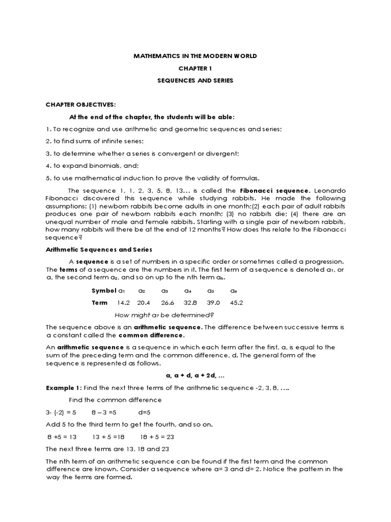 Arithmetic and Geometric Sequences | PDF | Limit (Mathematics) | Summation