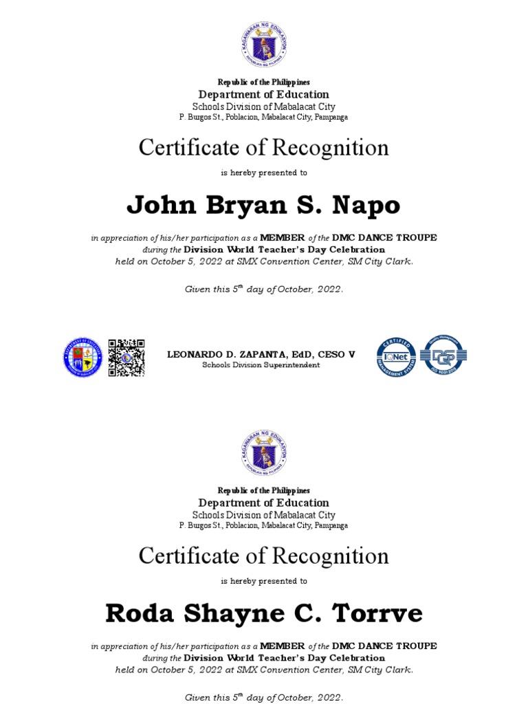 Wtd Twg Certificates Dance Troupe Pdf