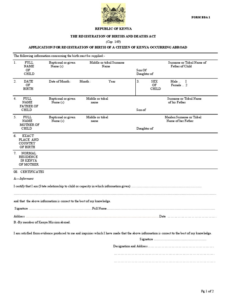 32 Birth RegistrationOfBirthAbroad Form BDA 1 | PDF | Government ...