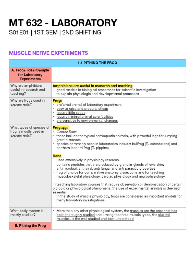 Muscle Nerve Experiment | PDF