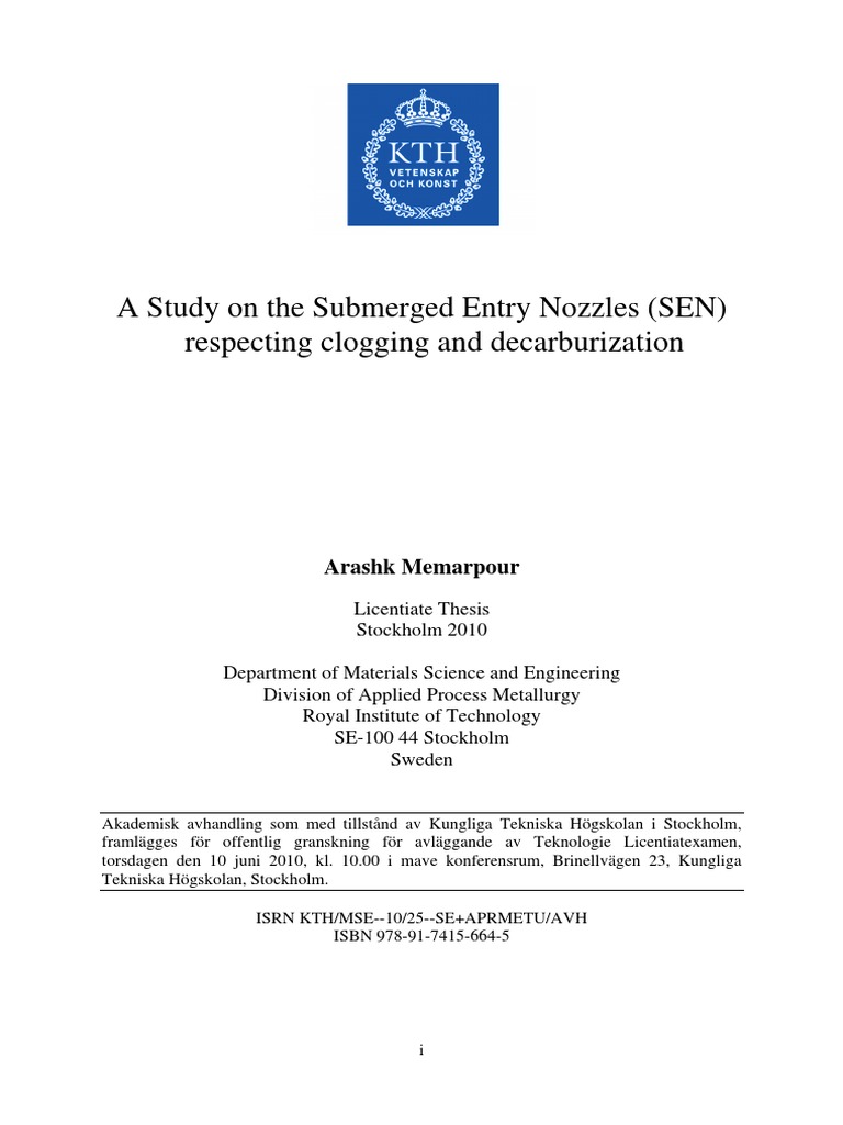SEN Clogging | PDF | Refractory | Steel