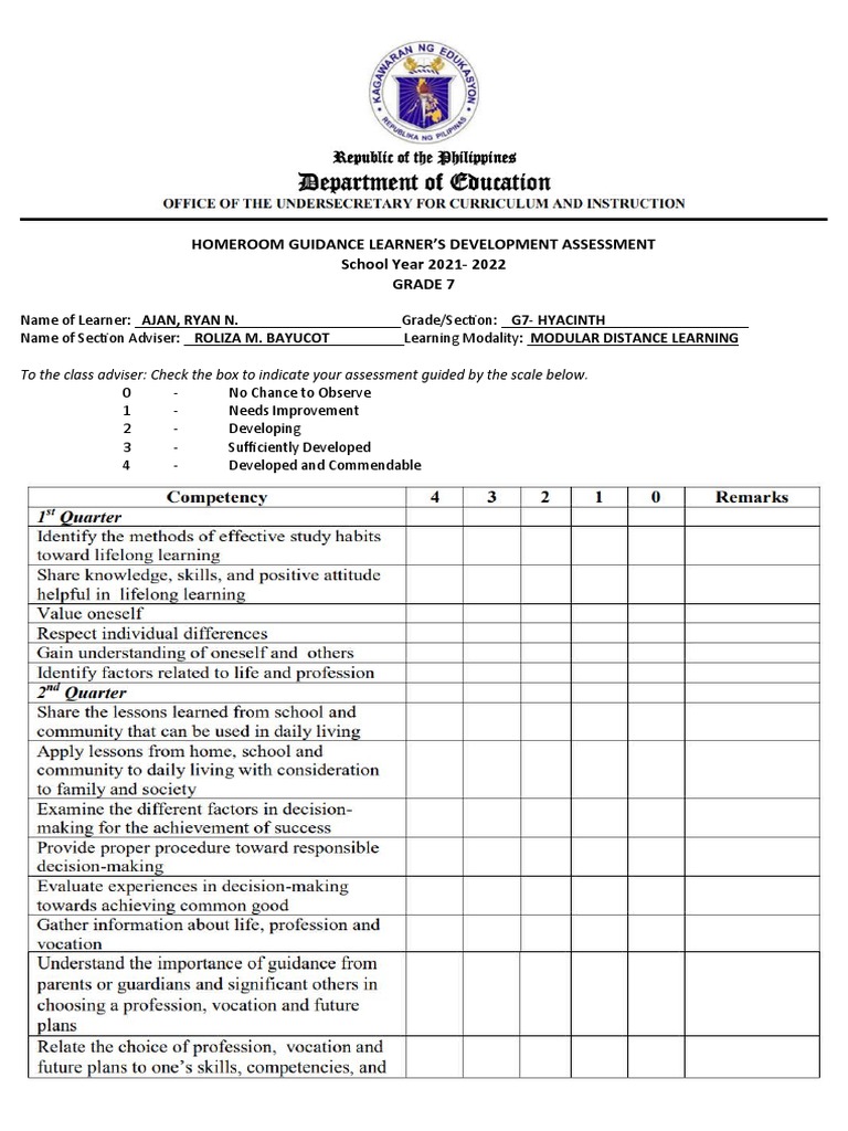 Homeroom Guidance | PDF