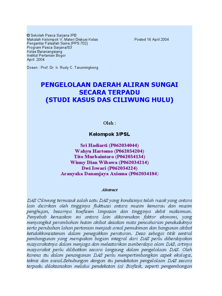 Ipb Iwrm Sunagi Ciliwung | PDF