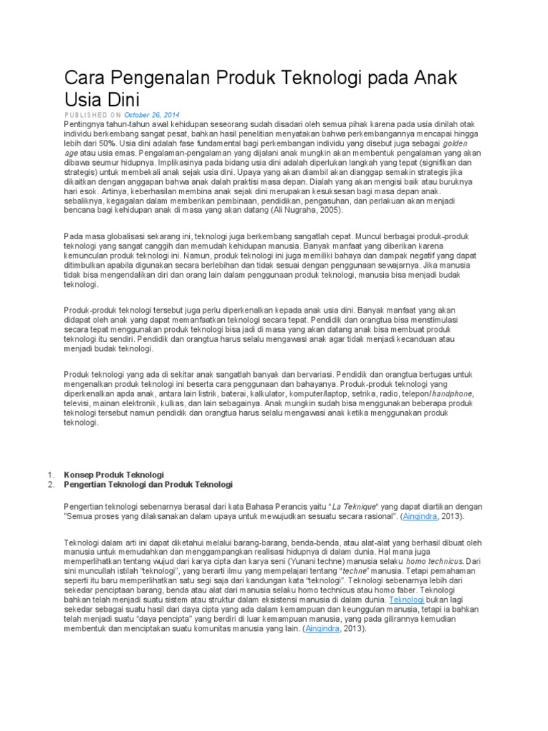 Pengenalan Teknologi untuk Anak Dini | PDF | Seni | Teknologi & Rekayasa
