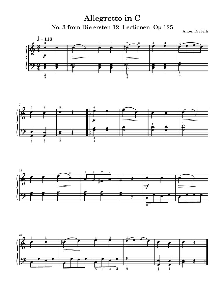 Allegretto in C Major Anton Diabelli | PDF