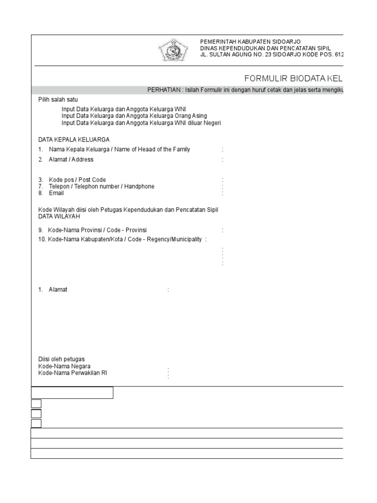 f1.01 Formulir Biodata | PDF