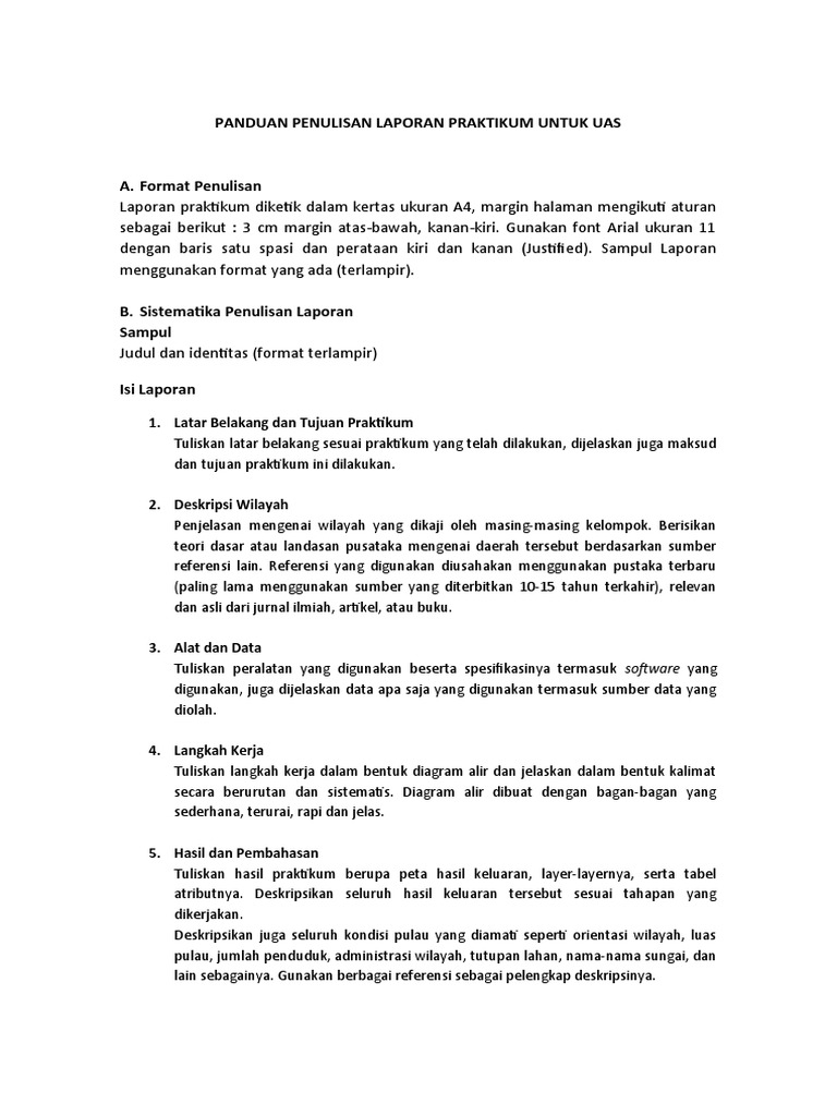 Panduan Penulisan Laporan Praktikum Untuk Uas | PDF