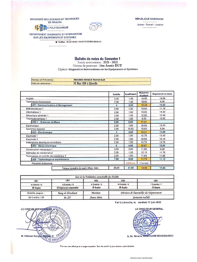 Bulletins Semestres 1 Et 2 - 1 | PDF