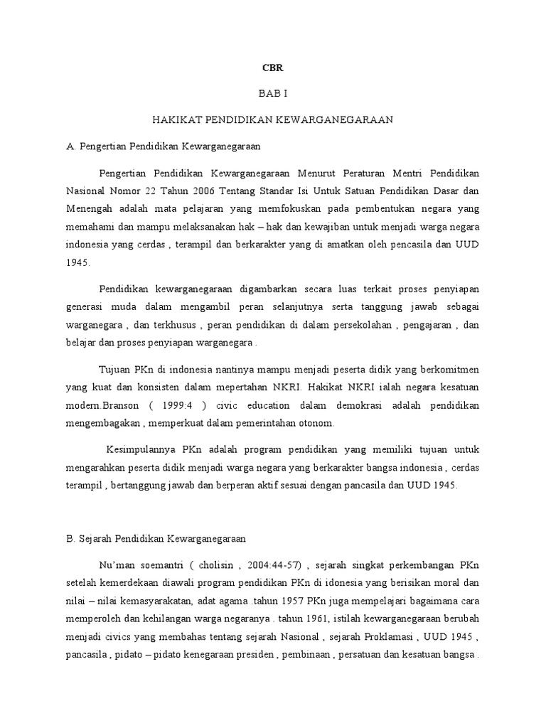 CBR Pendidikan Kewarganegaraan | PDF | Ilmu Sosial