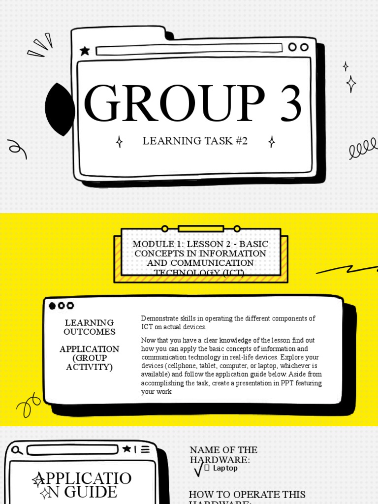 Yellow Black White Modern Doodle UI Computer Pitch Deck Marketing ...