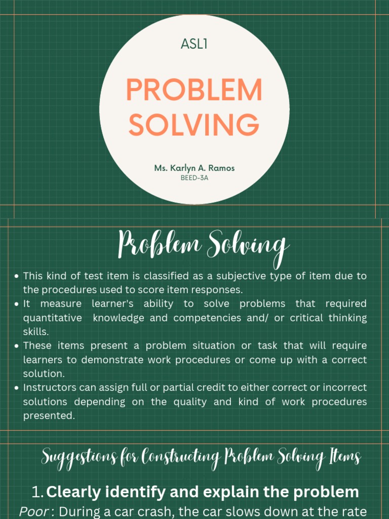 Guidelines for Constructing Effective Problem Solving Test Items | PDF ...
