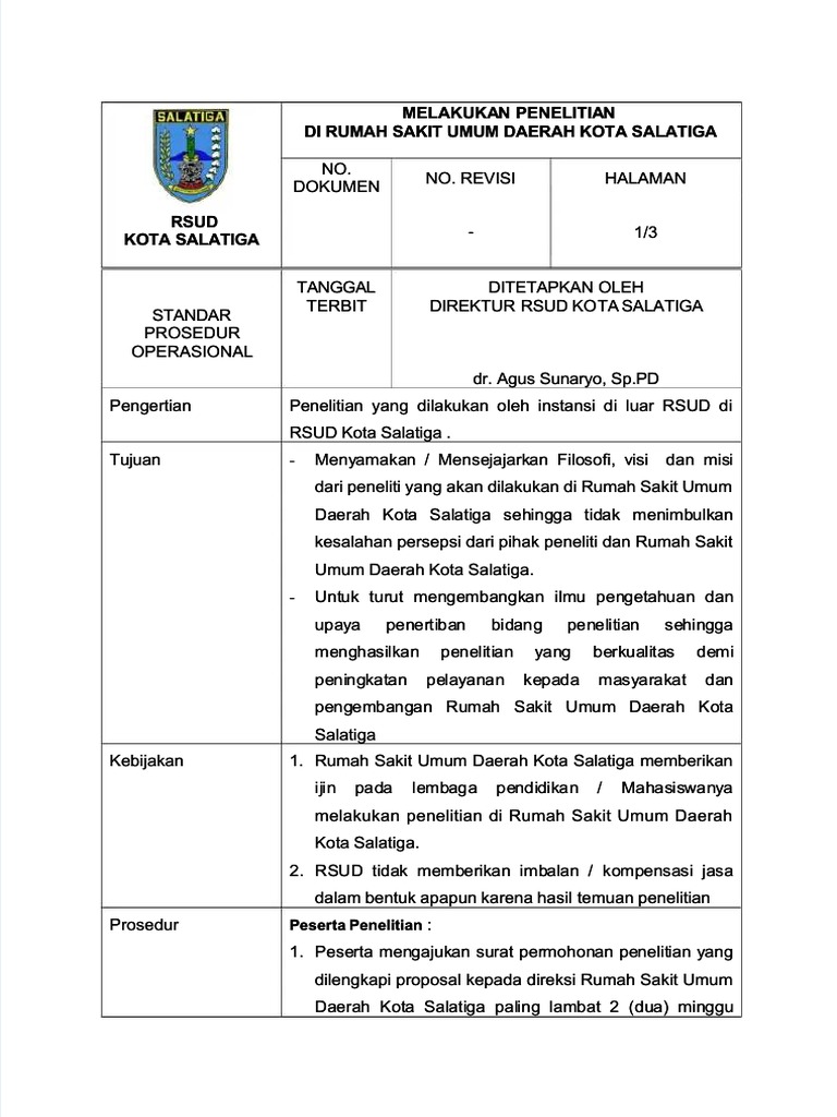 Spo Penelitian Rsud | PDF