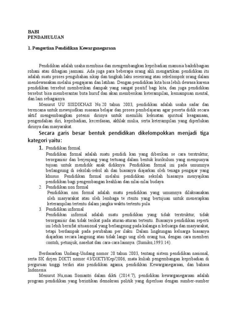 Rangkuman PKN Bab 1 Dab 2 | PDF