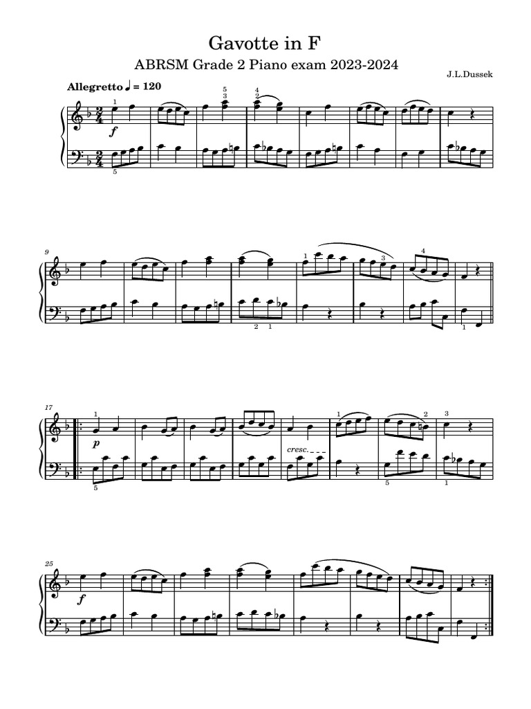 Gavotte in F for ABRSM Grade 2 | PDF