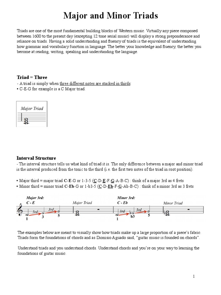 Major and Minor Triads Explained | PDF | Chord (Music) | Musicology