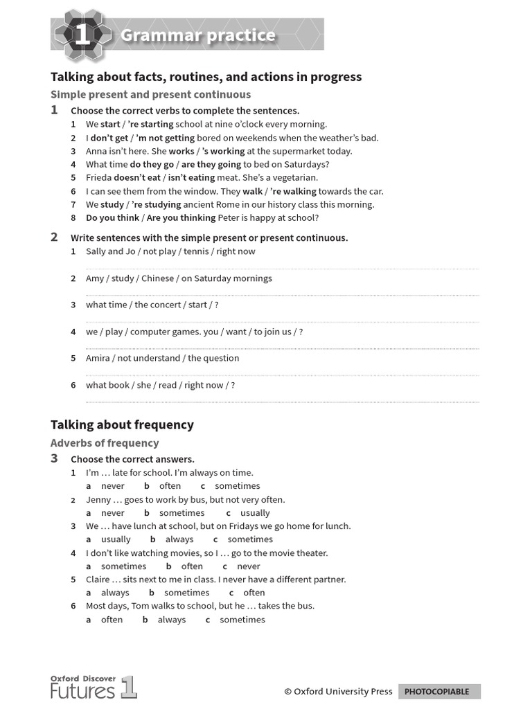 ODF1 Unit 1 Grammar Practice | PDF | Language Mechanics | Grammar