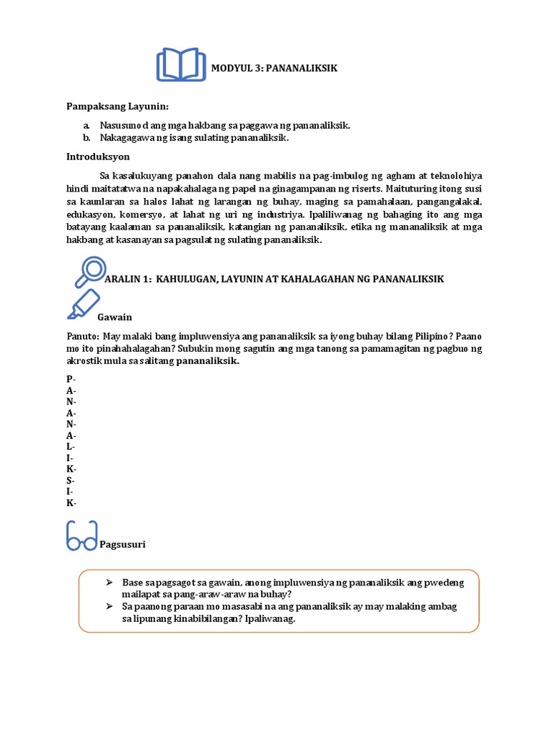 Modyul3 Aralin1 | PDF