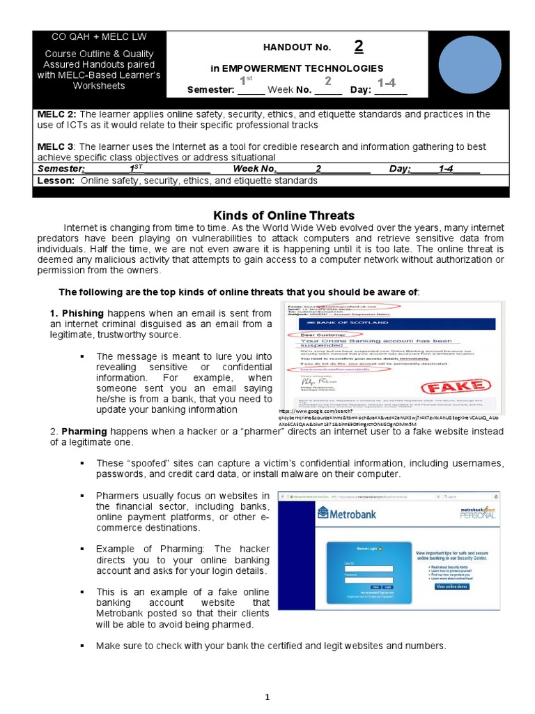 Etech Q1 Handout WK2 | Download Free PDF | Malware | Internet Bot