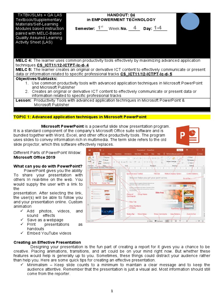 Etech Q1 Handout WK4 | PDF | Hyperlink | Animation