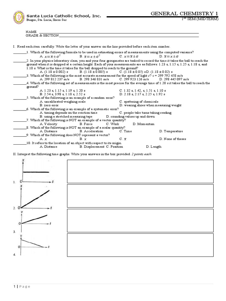 Gen Physics 1 Midterm Exam | PDF | Velocity | Weight