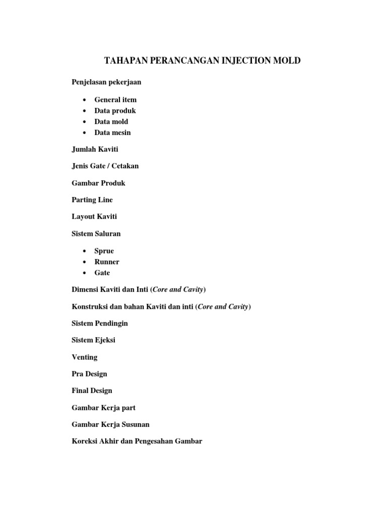 321 - Tahapan Perancangan Injection Mold | PDF