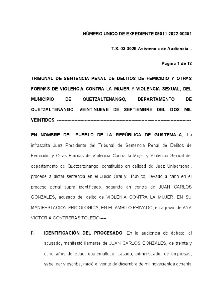 Sentencia Absolutoria | PDF | Evidencia (ley) | Sentencia (ley)