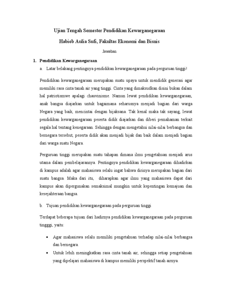 Uts KWN Habieb Aulia Sufi | PDF | Politik | Ilmu Sosial