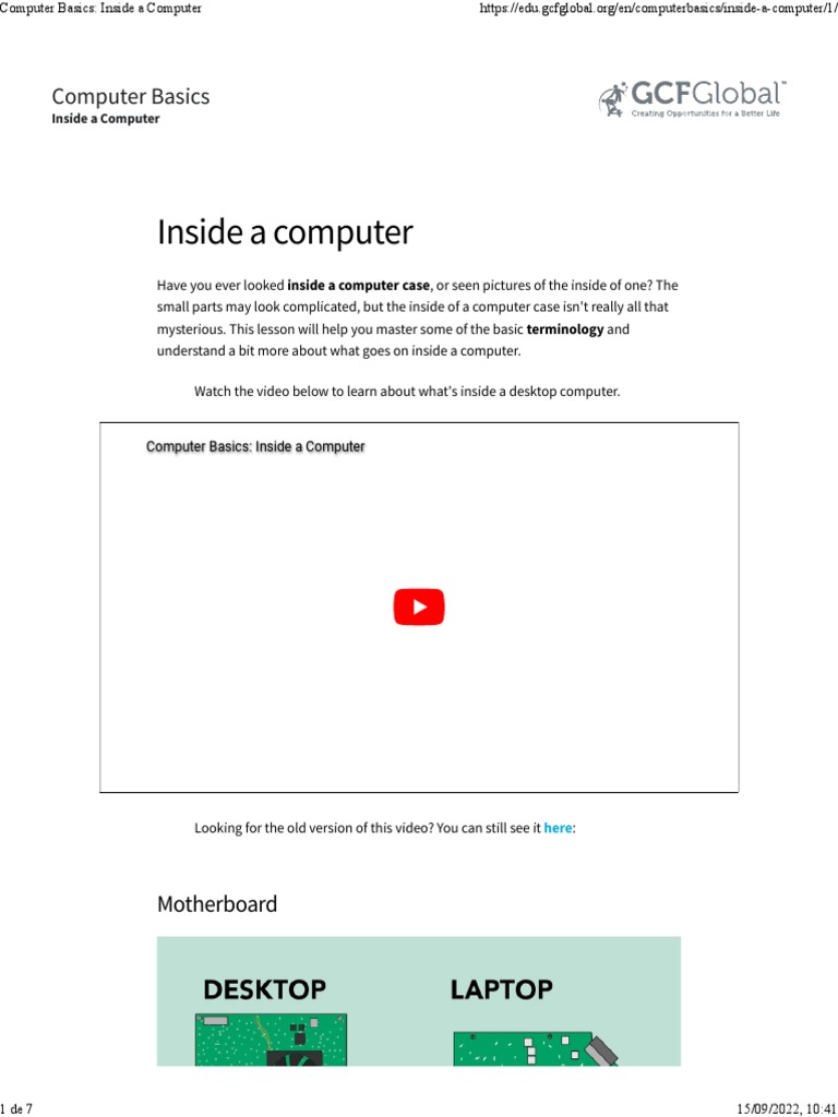 Computer Basics Inside A Computer Pdf
