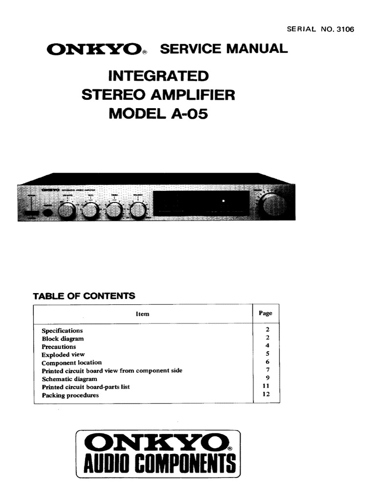 Onkyo A 05 Service Manual | PDF