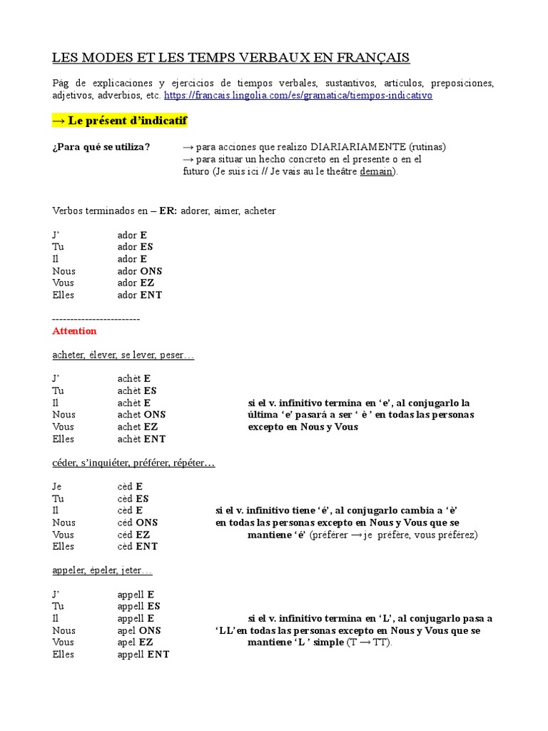 Modes et temps verbaux en français | PDF | Relations syntaxiques ...