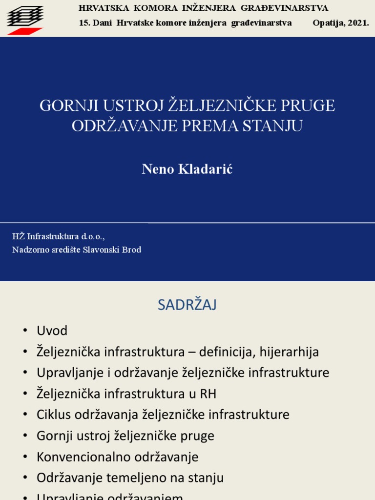 Gornji Ustroj Željezničke Pruge Održavanje Prema Stanju | PDF