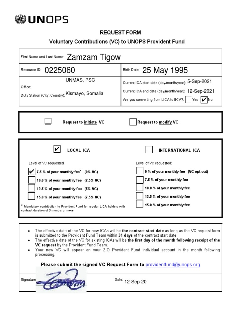 Voluntary Contributions Form | PDF