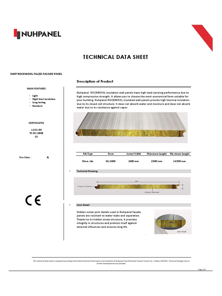 NWP Rockwool Filled Wall Panel-Tds | PDF | Building Insulation | Wall