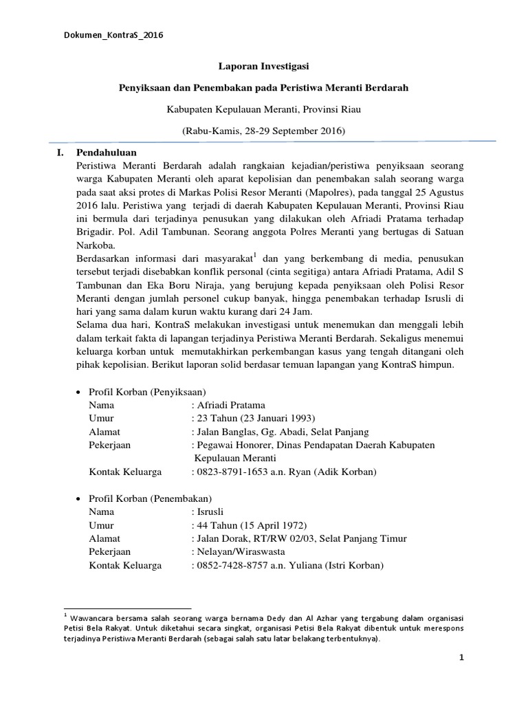 Contoh Laporan Investigasi | PDF