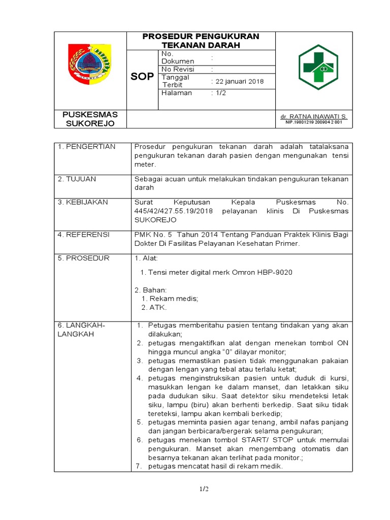 81 Prosedur Pengukuran Tekanan Darah | PDF