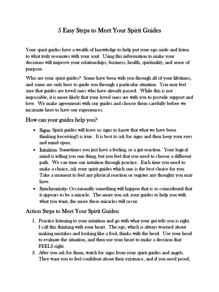 5 Easy Steps To Meet Your Spirit Guides | PDF | Intuition | Thought