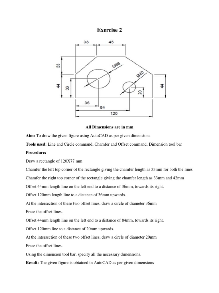AutoCAD Drawing Exercises with Dimensions | PDF | Teaching Methods ...