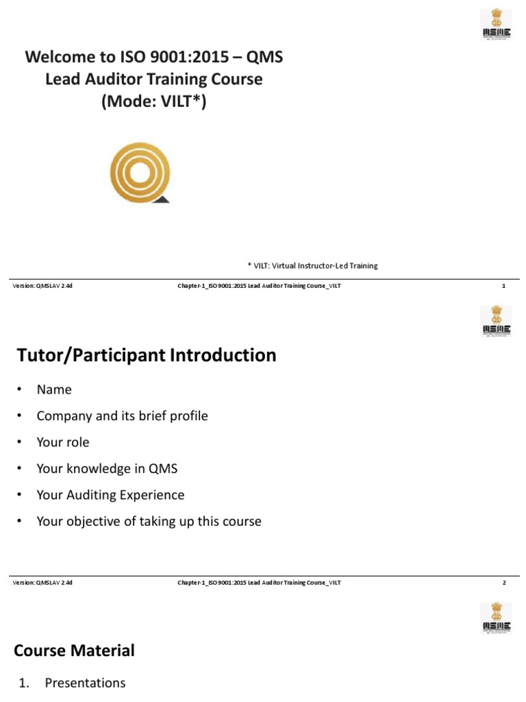 ISO 9001:2015 Lead Auditor Course Overview | PDF | Audit | Iso 9000