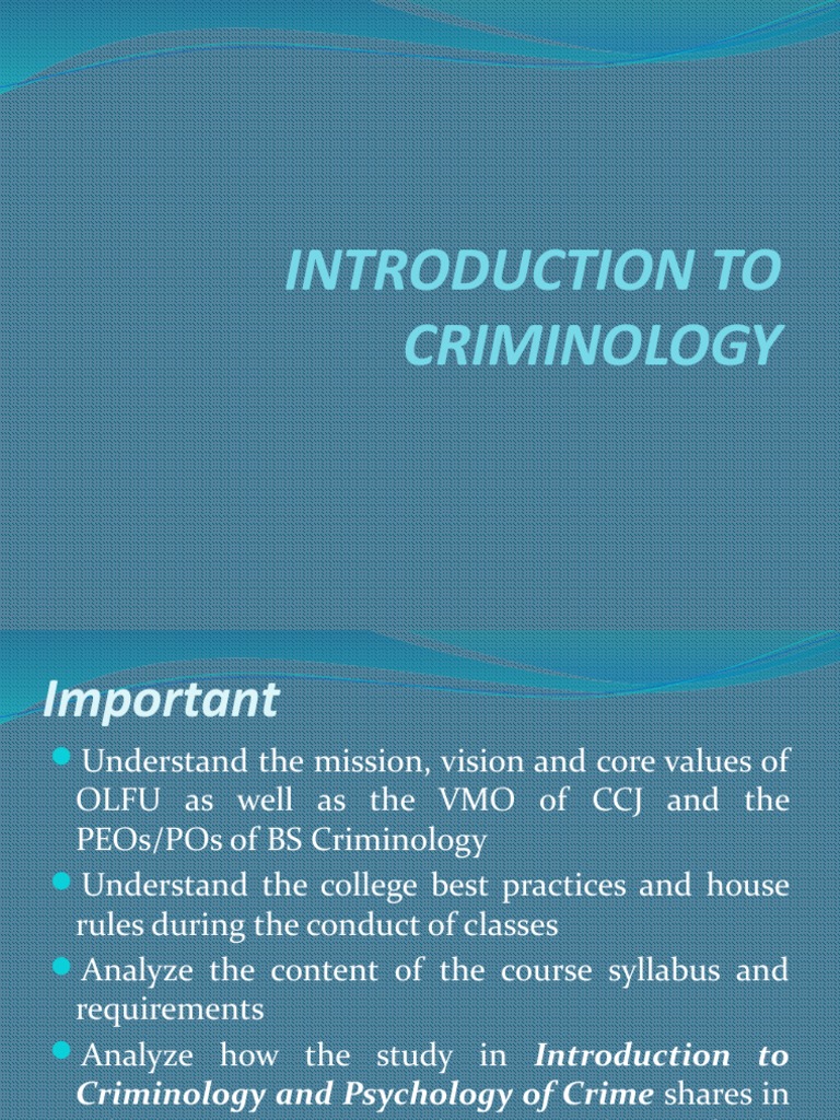 Intro 1 | PDF | Criminology | Crimes