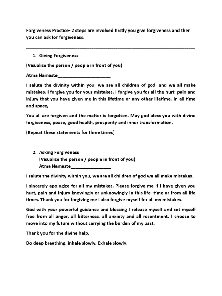 Forgiveness Practice | PDF | Self-Improvement | Wellness